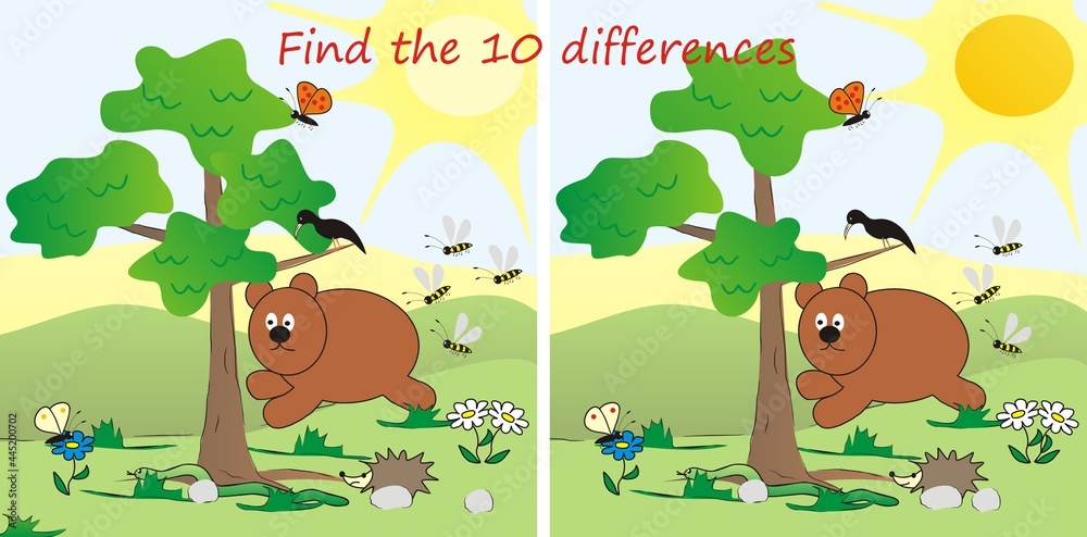 find 10 differences, board game for children, vector illustration Stock ...