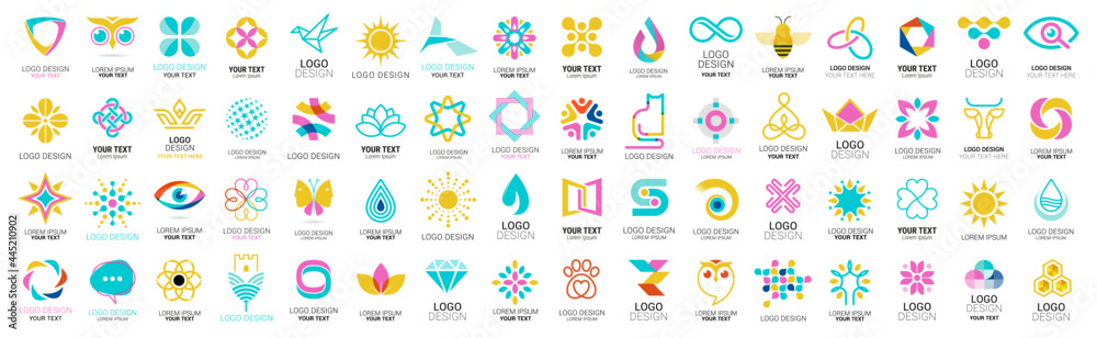 Abstract Logo And Icon Set. Elements Collection Isolated On White ...