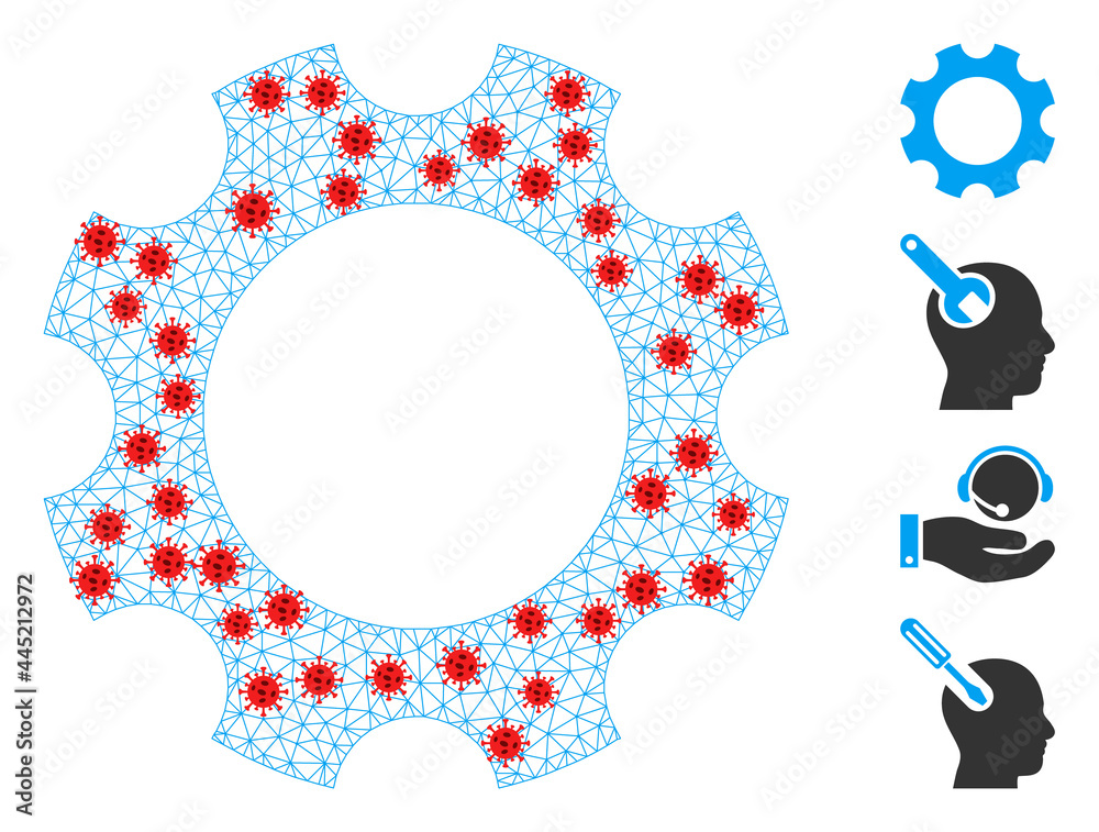 Network gear with outbreak style. Mesh carcass gear image in lowpoly ...