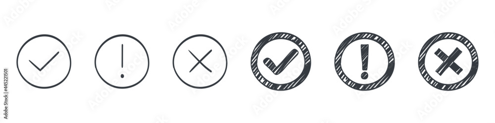 Vektorová grafika „Check marks collection. Drawn icons of check marks ...