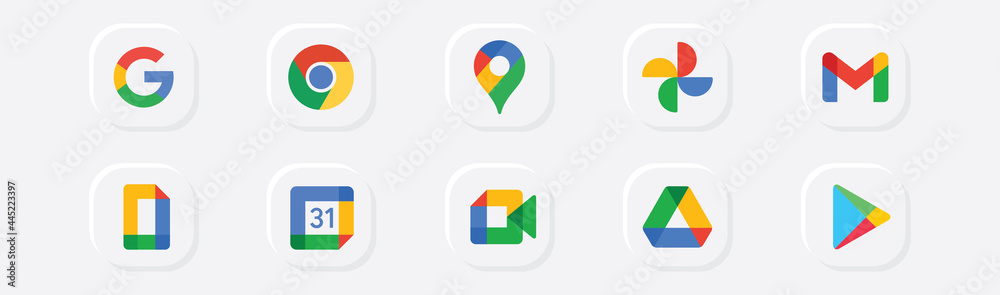 Google products and programs logo on a white background. Google icons ...
