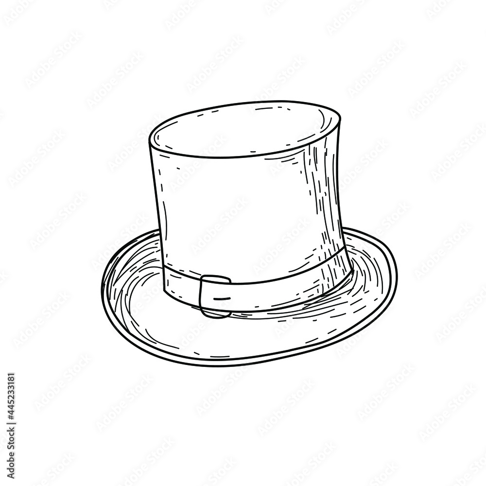 Abstract Hand Drawn Tall Hat For Man And Woman Doodle Headdress Wear ...