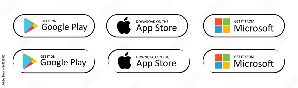 July 15, 2021: Buttons Google Play Store, Apple App Store, download App ...