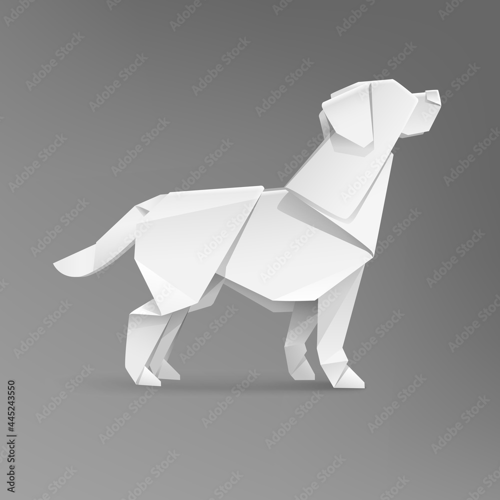 Vetor de Geometric origami White Labrador Dog vector template isolated ...