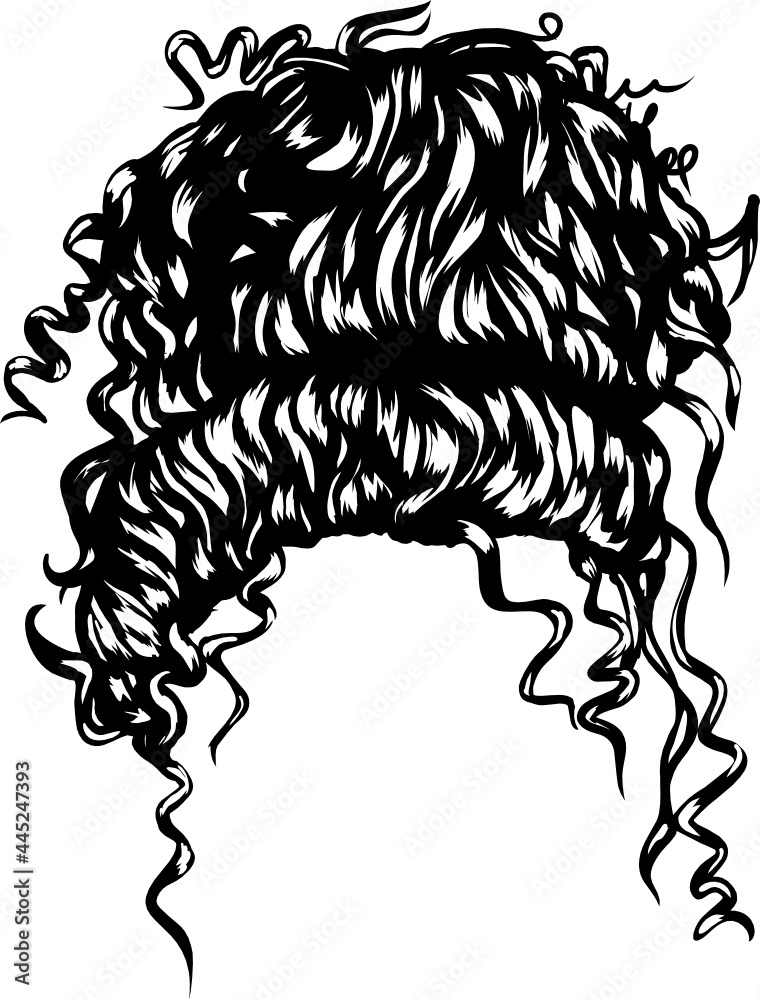 messy bun curly hair Stock Vector | Adobe Stock