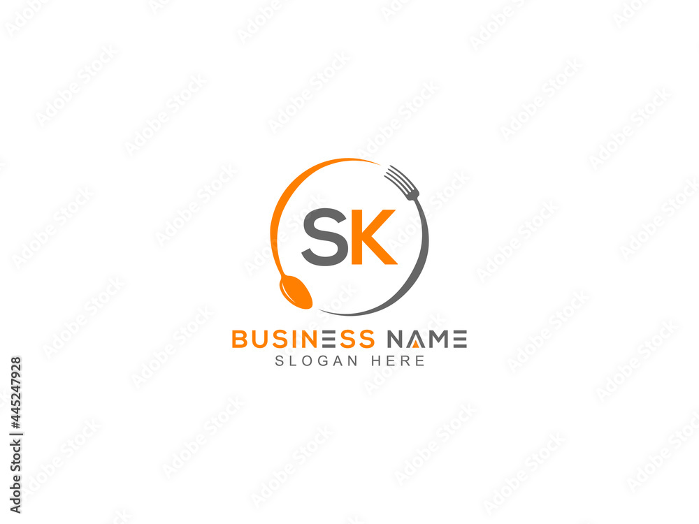 Letter SK Logo, restaurants sk logo icon with line style knife vector ...