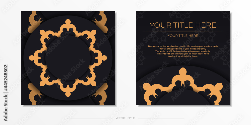 Dark invitation card design with abstract vintage ornament. Elegant and ...