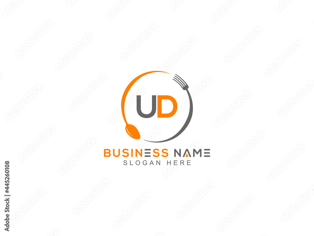 Letter UD Logo, restaurants ud logo icon with line style knife vector ...