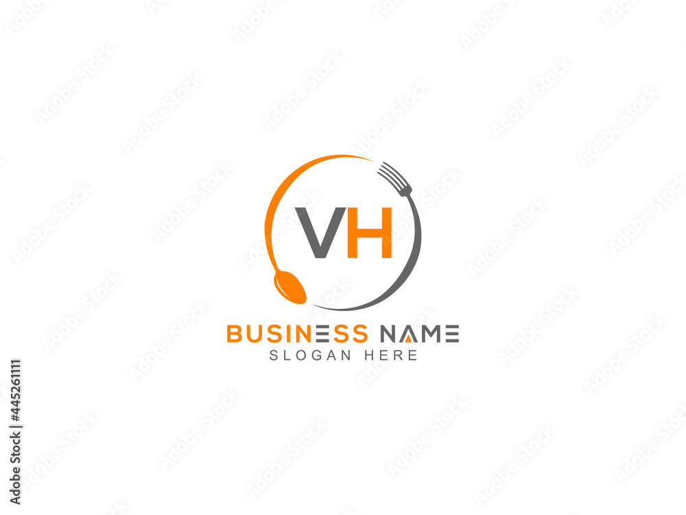 Letter VH Logo, restaurants vh logo icon with line style knife vector ...