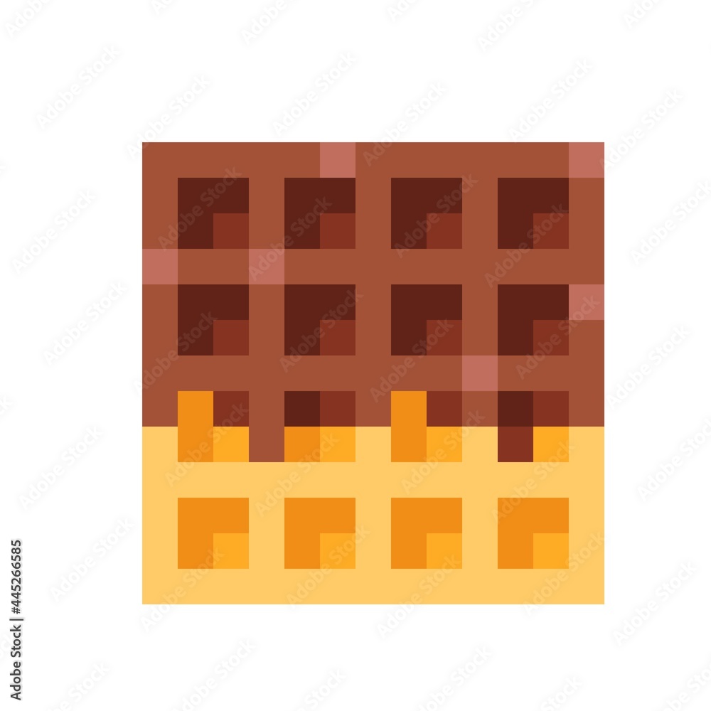 Square waffle pixel art. Vector illustration. Valentine's Day. Chocolate Coated Waffles. Stock ...