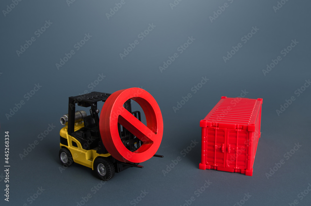 Poster A forklift carries a no sign and a shipping container – Wall Art ...