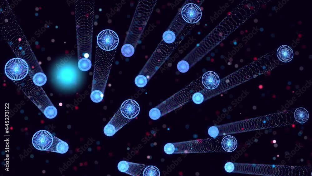 Abstract glow particles form 3d object in space. Cylinders. Vj loop as ...