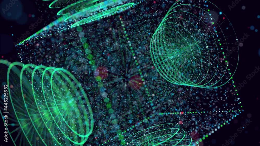 Abstract glow particles form 3d object in space. Cubes. Vj loop as bg ...