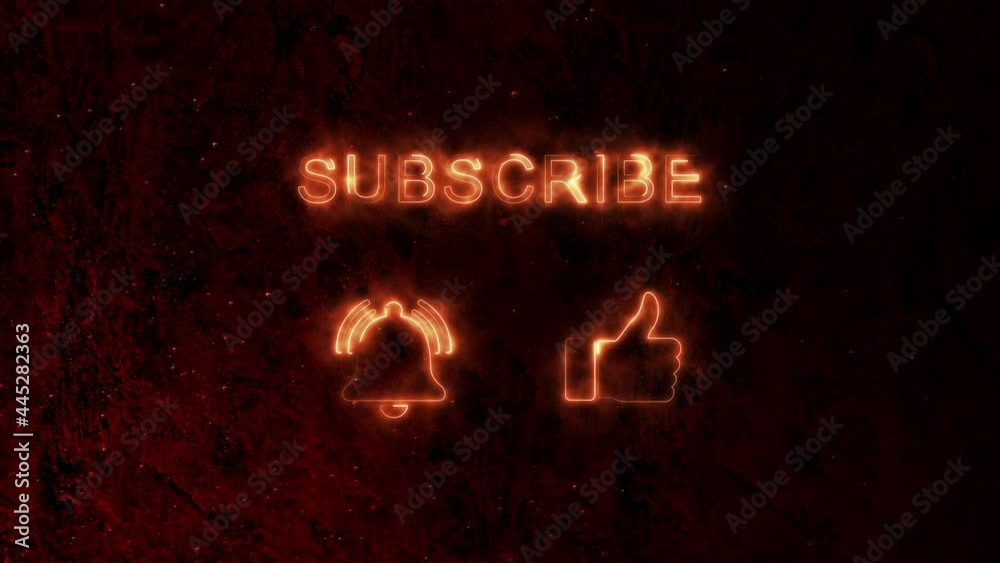neon fire social media icons,burning like,subscribe and notification ...