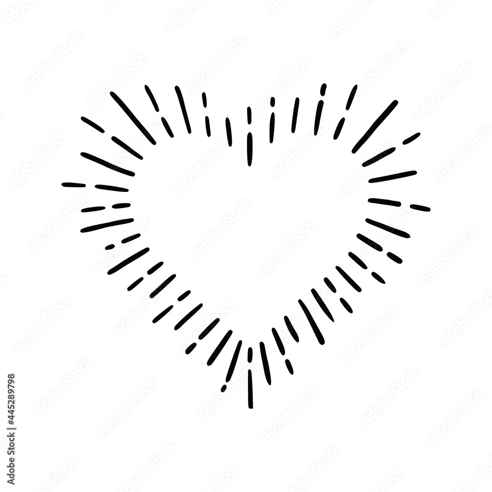 Heart shape burst. Hand drawn sketch style. Heart vector illustration ...