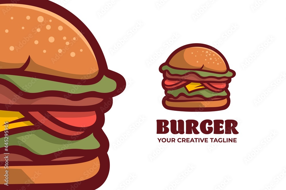 Cartoon Burger Fastfood Mascot Logo Stock Vector | Adobe Stock