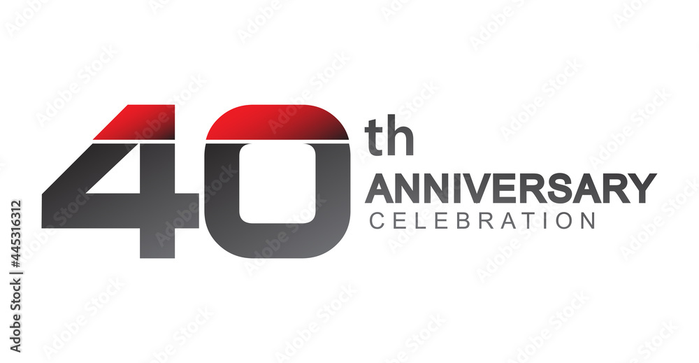 40th anniversary logo red and black design simple isolated on white ...