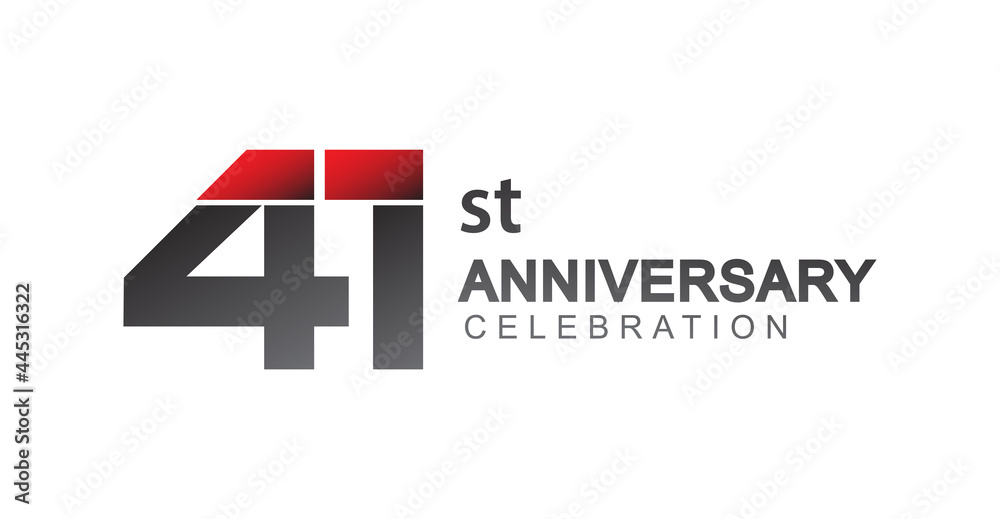 41st anniversary logo red and black design simple isolated on white ...