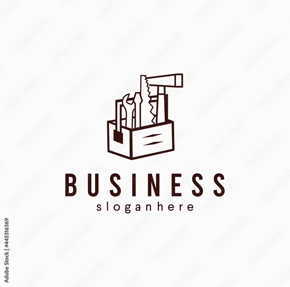 Handyman Tool Kit Set Logo Symbol Design Vector Mechanic Toolbox ...