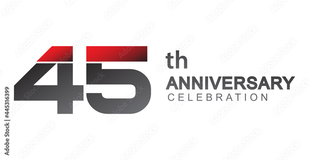 45th anniversary logo red and black design simple isolated on white ...