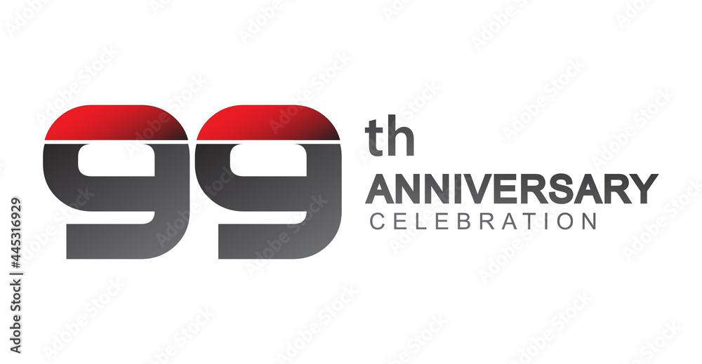 99th anniversary logo red and black design simple isolated on white ...