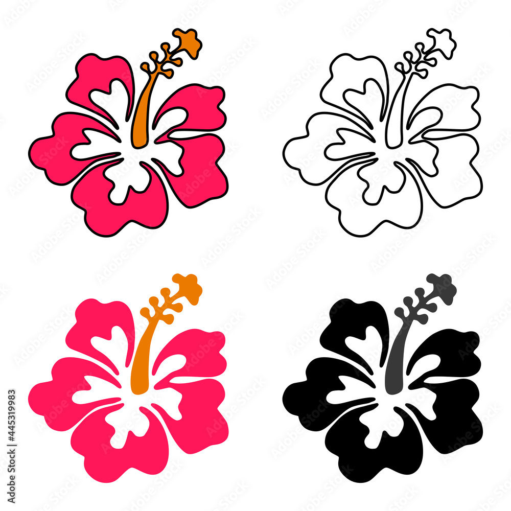 Hawaiian hibiscus. A flowering perennial angiosperm plant of the ...