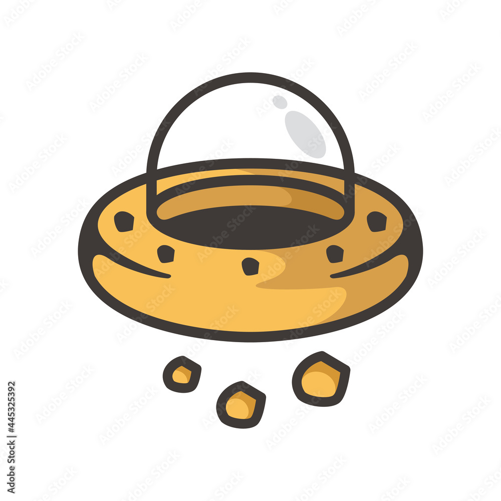 Ufo alien cookies cartoon illustration style with color and shadow ...