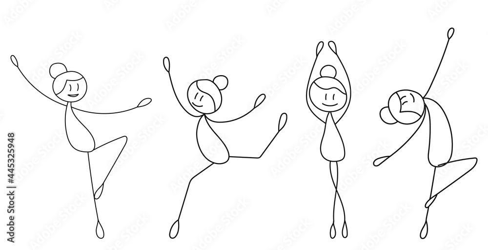 dancing girls stick figure, isolated, vector Stock Vector | Adobe Stock