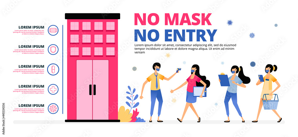 Vector illustration of warning for people to follow the health protocol ...