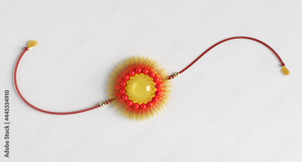 3D Render Happy Raksha Bandhan celebration. Beautiful traditional rakhi ...