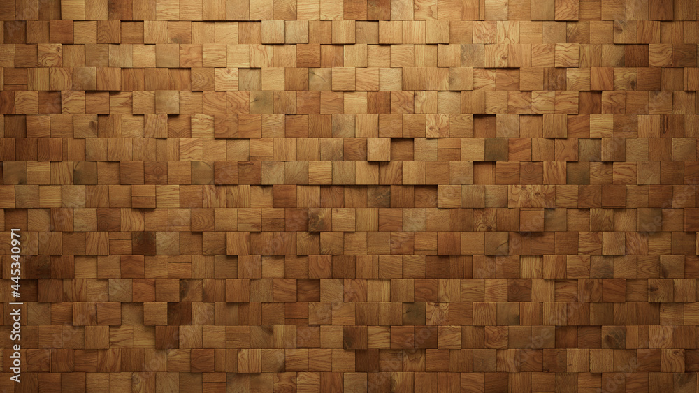 Soft sheen, Square Mosaic Tiles arranged in the shape of a wall. 3D ...