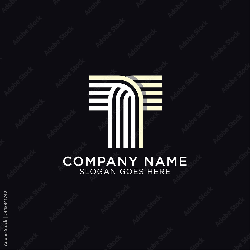 monogram of letter T shape line art style, initial name of T logo ...