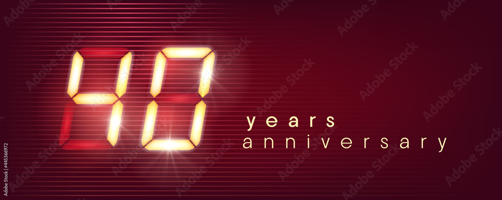 40 years anniversary vector logo, icon. Template banner with electronic ...