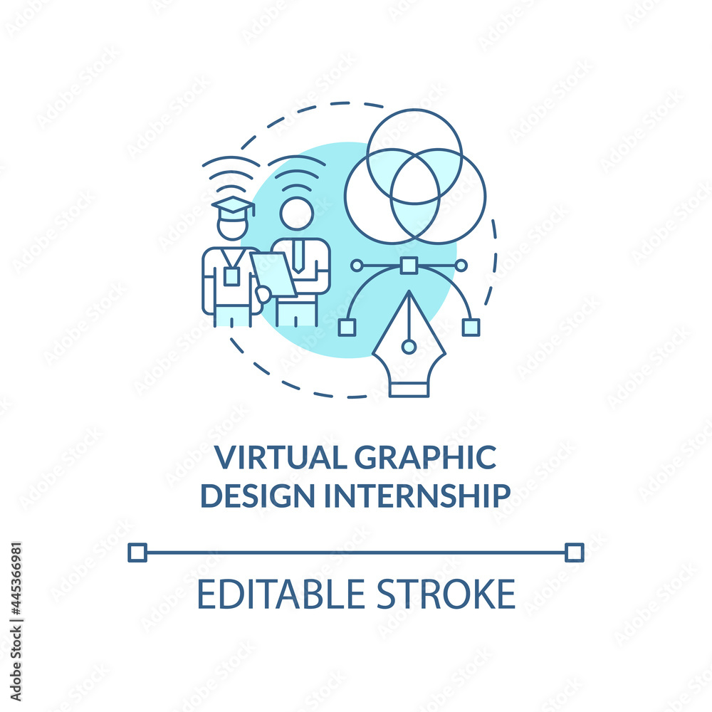 Virtual graphic design internship concept icon. Remote internship ...