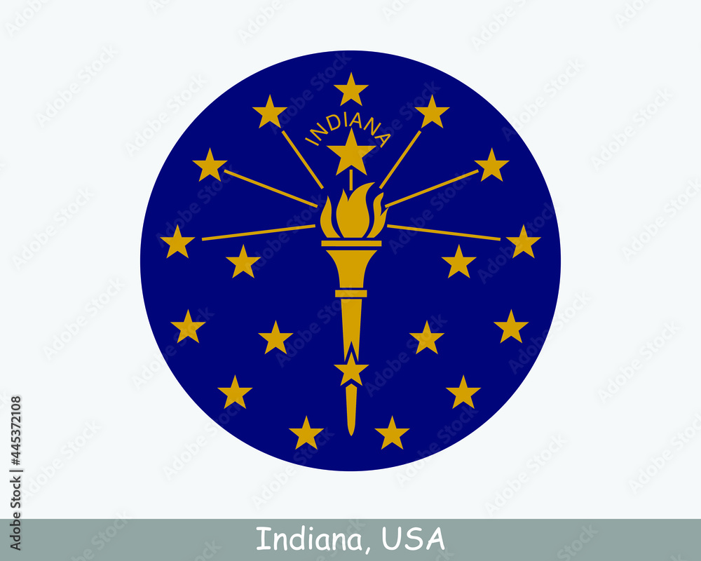 Indiana Round Circle Flag. IN USA State Circular Button Banner Icon ...