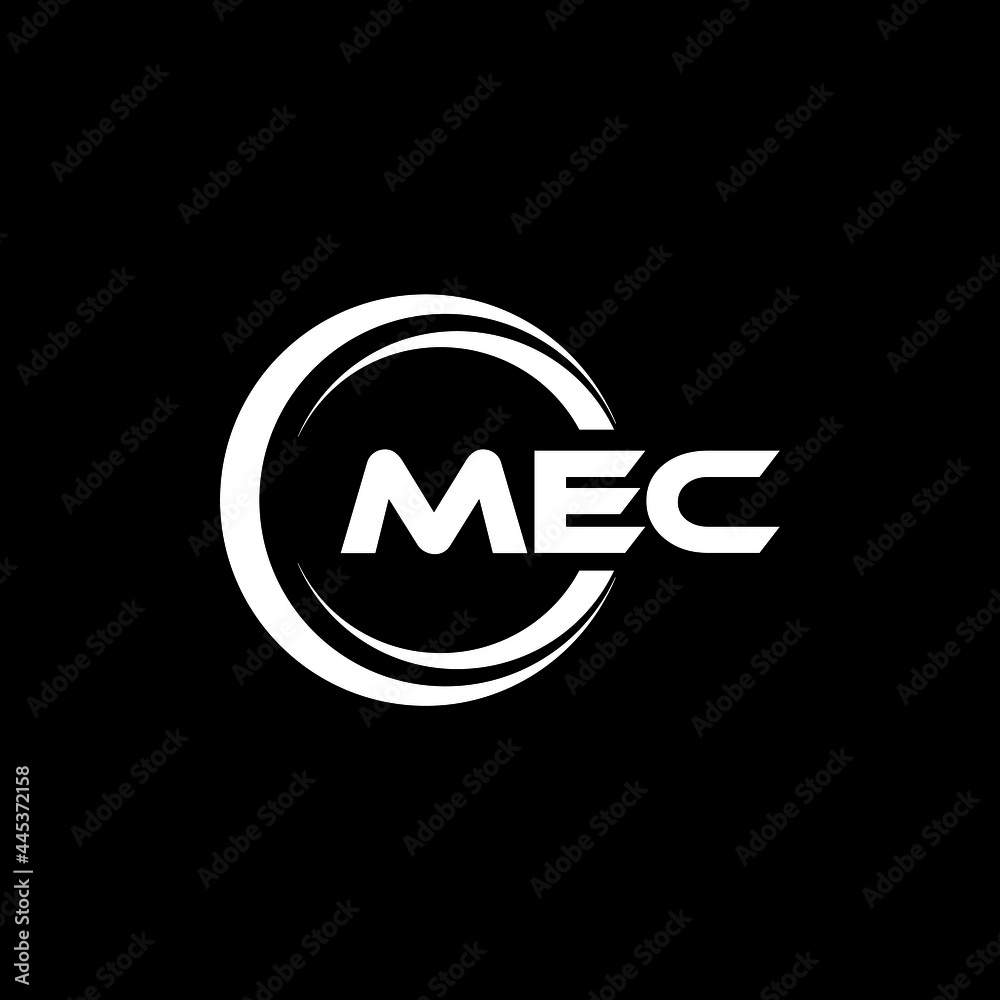 Vetor do Stock: MEC letter logo design with black background in ...