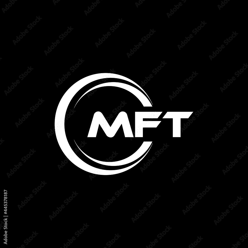 MFT letter logo design with black background in illustrator, vector ...