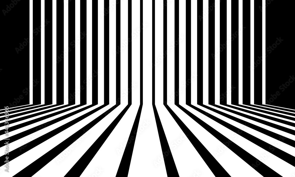 Black and white parallel stripes background like 3D form. Room interior ...
