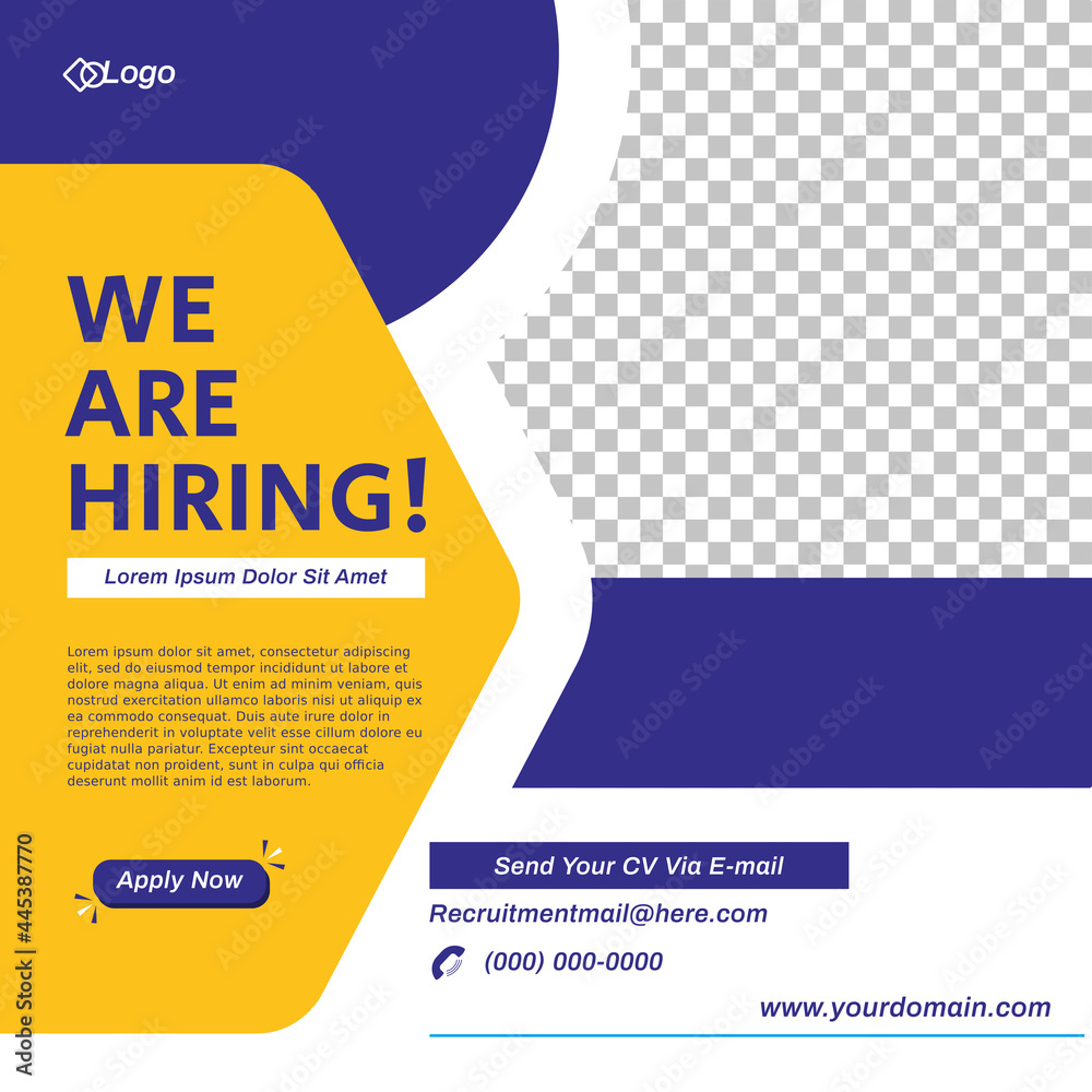 Job recruitment design for companies. Square social media post layout ...