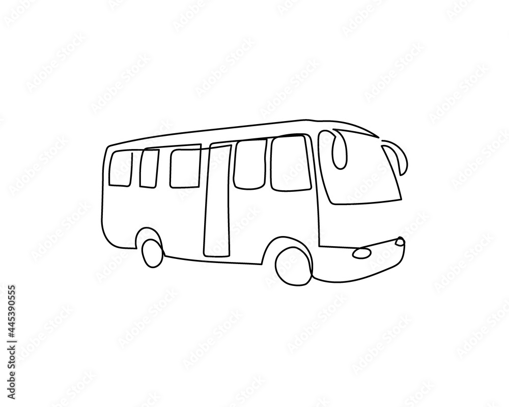 Minibus, busload continuous line drawing. One line art of urban ...