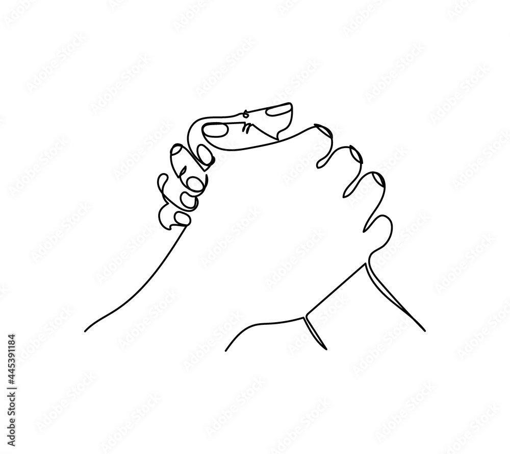 Arm wrestling one line art. Continuous line drawing of gesture, hand ...