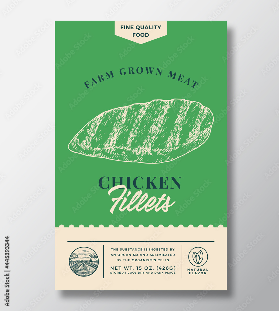 Farm Grown Meat Abstract Vector Packaging Design or Label. Modern ...
