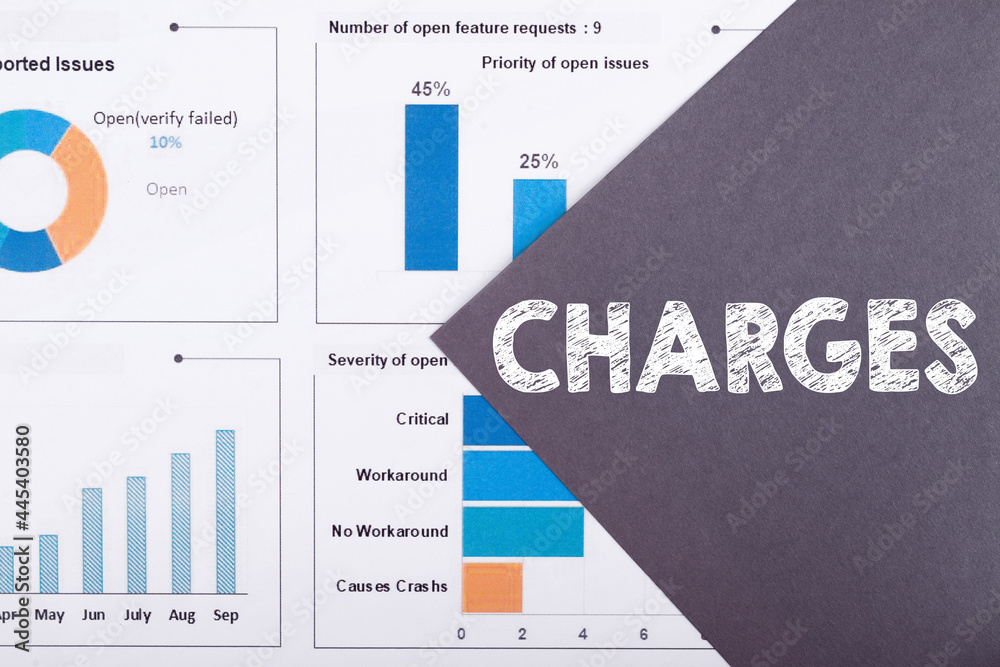 The word CHARGES is written on a gray background with diagrams and ...