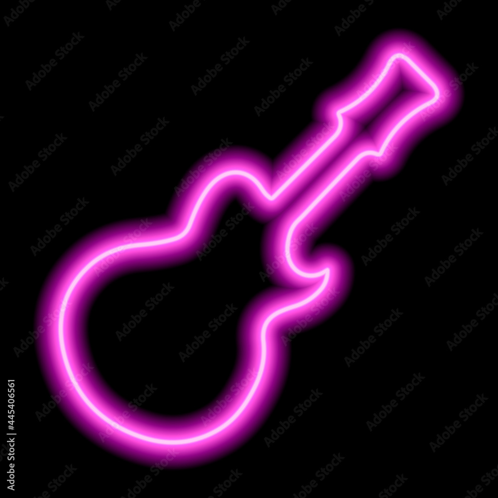 Simple pink neon guitar silhouette on a black background Stock Vector ...