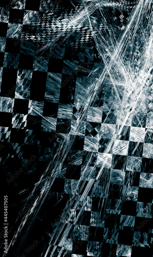 Dark background with metallic shiny elements. The checkered pattern in ...