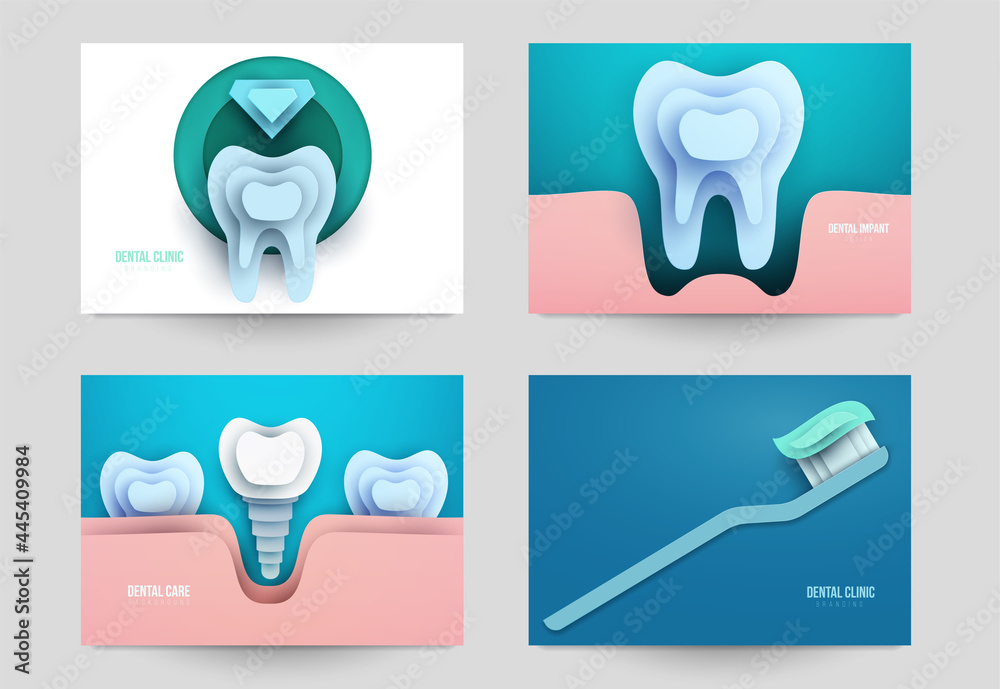 Set of dental concept covers for flyer, poster, banner in modern ...