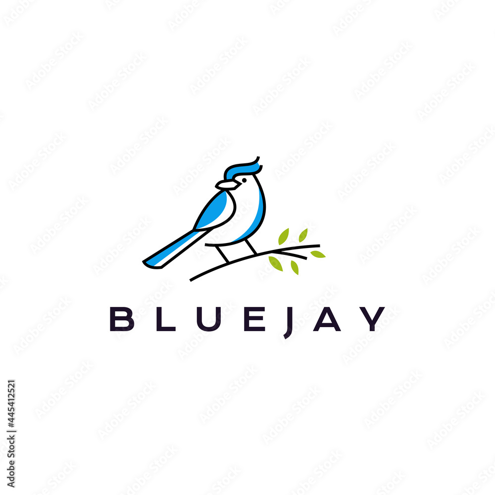 Blue jay bird logo design vector illustration Stock Vector | Adobe Stock