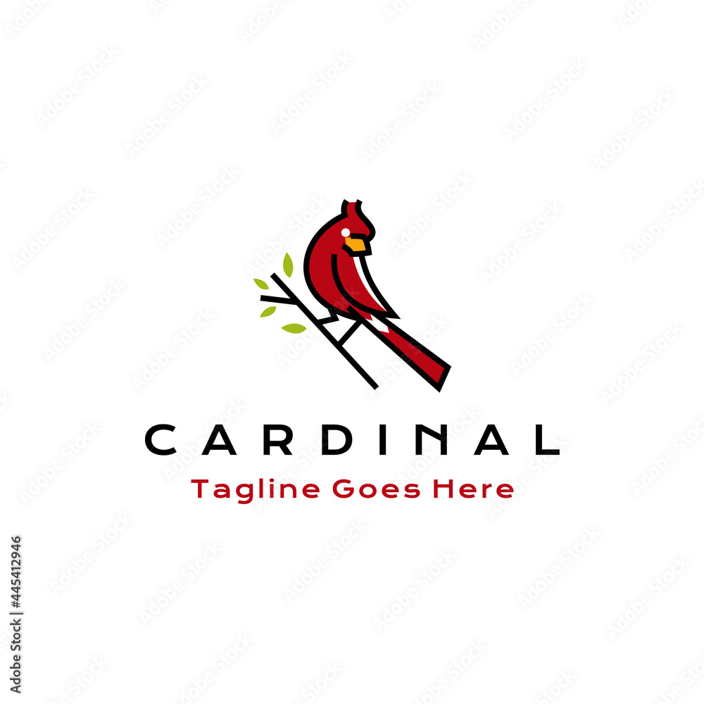 Cardinal Bird Logo Design Vector Illustration Stock Vector | Adobe Stock