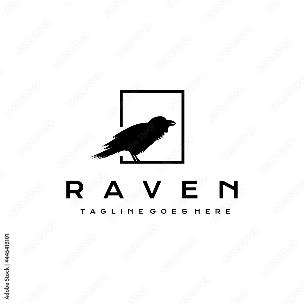 Crow Raven logo design vector illustration Stock Vector | Adobe Stock
