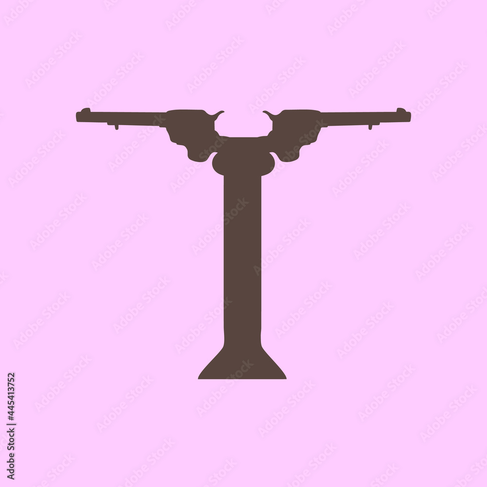 T letter pistol vector logo illustration Stock Vector | Adobe Stock